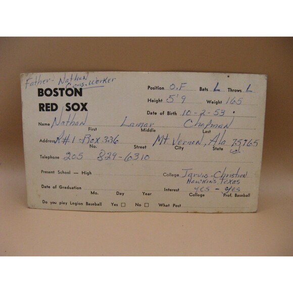 Other | Vintage Boston Red Sox 1975 Hand Written Scouts Scouting ...